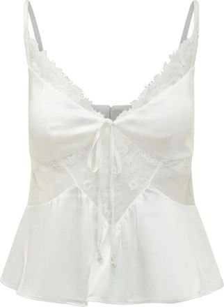 Self Portrait Femme, Tops, Blanc, Taille: 38 FR Satin Lace Slip Cami