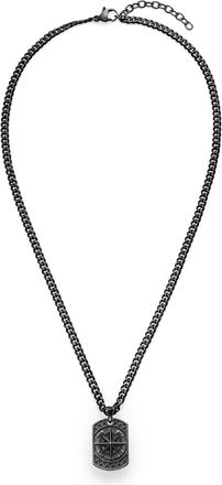s.Oliver Herren Necklace - Halskette aus Echtleder mit Kompass-Anh&auml;nger - IP Gun - Lederband verstellbar bis 55 cm - wasserfest & hautfreundlich