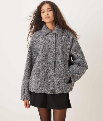 Asos Angeraute Bomberjacke in Grau mit Kragen-Rot