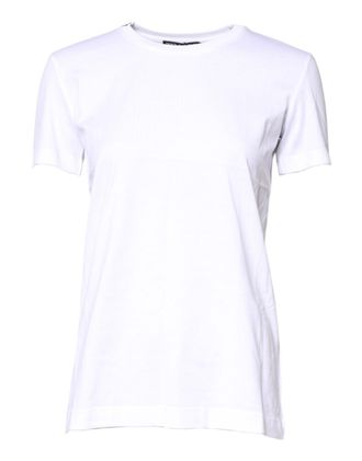 Dolce & Gabbana Womens White Cotton Crew Neck Short Sleeves T-Shirt