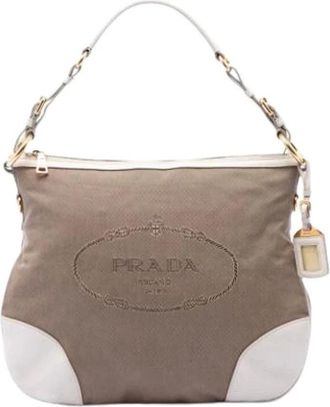 Prada Sac bandouli&egrave;re en toile Pre-owned - Femme - Pre-owned - Beige - Taille: ONE Size