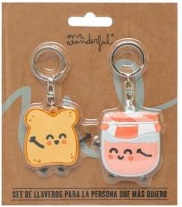 Mr. Wonderful Lot de 2 porte-clés-Toast et confiture Mixte, multicolore