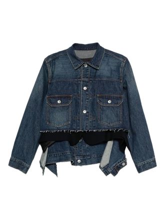 sacai veste en jean &agrave; bords francs - Bleu