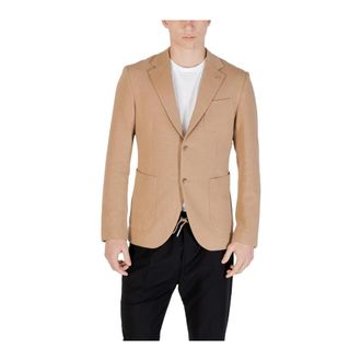 Gianni Lupo Beiger V-Ausschnitt Blazer mit Taschen - - Jackets - Herren - Beige - L