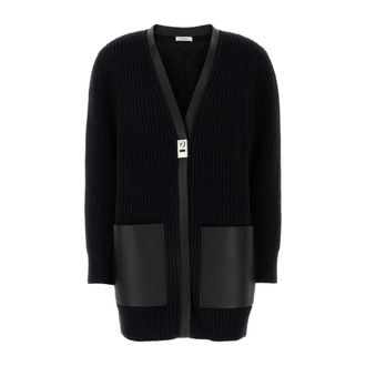 Ferragamo Femme, Pulls, Noir, Taille: 36 FR Gilet en laine noire tricot