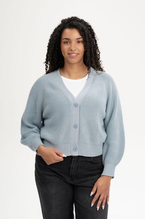 Mela Damen vegan Strickjacke Rib Bhuma Cloudy Blue