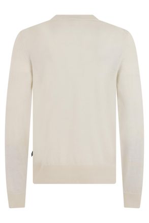 HUGO BOSS Mens Long-Sleeve Sweater Open White Virgin Wool Sweatshirts