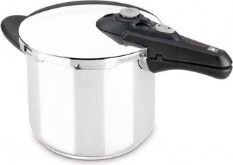 Bra Vitesse | 6-Liter-Schnellkochtopf, aus Edelstahl 18/10, mit 2 Kochprogrammen und Öffnungssperrsystem, geeignet für alle Arten von Küchen