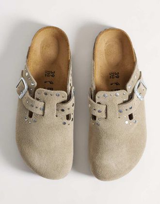 Birkenstock Boston sabots &agrave; rivets taupe-Neutre