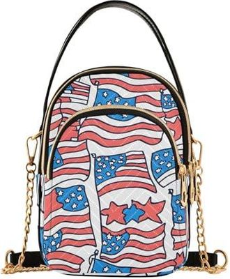 Mnsruu Sacs à bandoulière pour femme, motif drapeau américain, sac à dos, petit sac à bandoulière avec sangle réglable