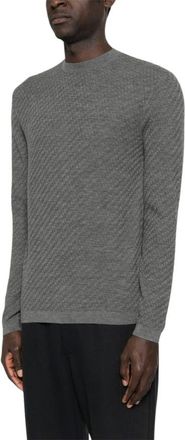 Emporio Armani Homme, Pulls, Gris, Taille: 3XL Wool crewneck sweater
