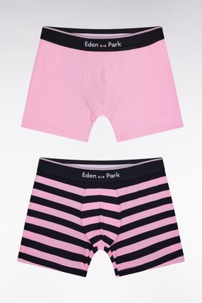 Eden Park Lot De Deux Boxers En Jersey De Coton Stretch Marine Et Rose