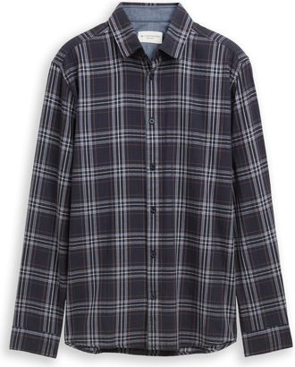 Tom Tailor Herren 1048428 Regular Fit Flanell-Hemd mit Muster, 38921-Navy Multicolor Check, L