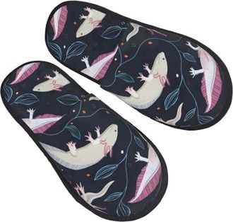 Generic Pantoufle Maison Motif DAxolotls Sur Fond Noir Chaudes Pantoufles Antid&eacute;rapantes Chaussons Maison Confortable Hiver Chaussures Chaudes Pour Camping Ch