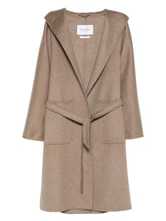 Max Mara Kapuzenmantel mit G&uuml;rtel - Braun