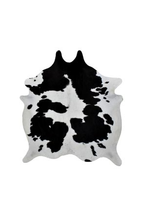 Linea Natura Rinderfell, Schwarz, Weiß, Fell, Echtleder, Rindleder, Tierform, 165x235 cm, für Fußbodenheizung geeignet, Teppiche & Böden