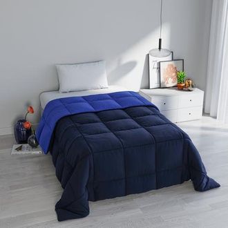 Italian Bed Linen ELEGANT Wintersteppdecke, Dunkelblau/K&ouml;nigsblau, 170x260cm