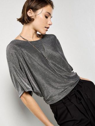 Apricot Paillettenshirt Partyshirt mit Glitzereffekt