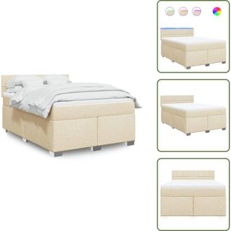 vidaXL Boxspringbett mit Matratze Creme 140x200 cm Stoff - Boxspringbett - Boxspringbetten - Bett - Bettgestell