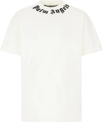 Palm Angels Homme, Tops, Blanc, Taille: 2XL Tee avec logo au col