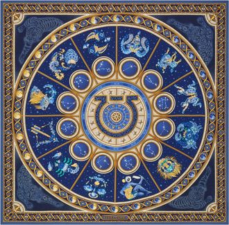 Ferragamo Damen Seidenhalstuch mit Horoskop-Print Blau