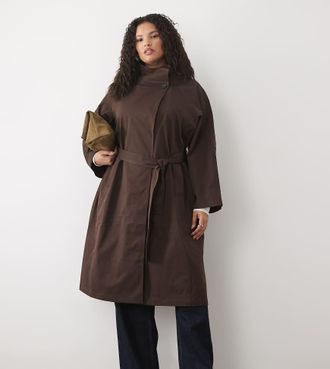 Vila Maxi-Trenchcoat mit Trichterkragen in Schokobraun