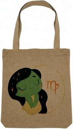 Fabulous Sac Shopping Tote Bag Aspect Lin - Vi&egrave;rge Signe astrologie Zodiaque Dessin Symbole Illustration - Sac de Courses Toile Epaisse 360g Beige Naturel Caba