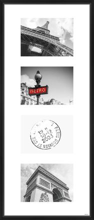 Nielsen Design Collagerahmen mit Passepartout, 30x74 cm - 4x 13x18 cm, Aluminium, Schwarz matt, Collage mit 4 Bildern zum Aufhängen im Hoch- & Querformat, Echtglas, 