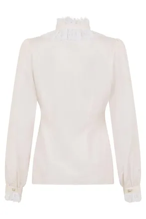 Alessandra Rich Womens Shirt With Lace, Cotton, White