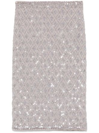P.A.R.O.S.H. jupe mi-longue à sequins brodés - Tons neutres