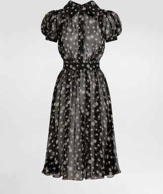 Dolce & Gabbana Small Rose And Polka Dot-print Chiffon Dress - Frau Kleider Multicolor 44