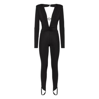 Philipp Plein Femme, Combinaisons et Ensembles, Noir, Taille: 42 FR Shoulder Padded Jumpsuit