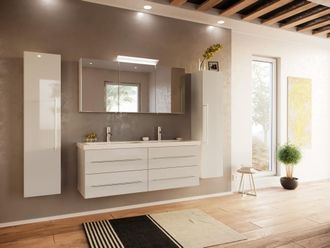 Magnolia Home Badm&ouml;belset Persepolis XL 4-teilig Spiegelschrank 2X Hochschrank