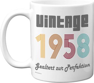 Stuff4 67. Geburtstagsgeschenke - Vintage 1958 Gealtert zur Perfektion Tasse - Geburtstag Retro Tasse für Männer und Frauen, 325 ml Premium-Keramiktasse, Spü