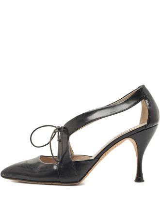 Marc Jacobs escarpins en cuir &agrave; lacets pre-owned 85 mm - Noir