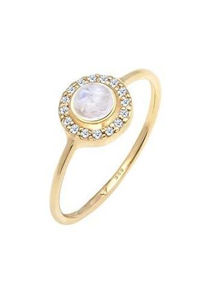 Elli PREMIUM Anneau denclenchement Diamant (0.14 ct.) Pierre de Lune 585 or Jaune