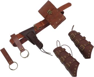 Milisten Renaissance G&uuml;rteltasche Bauchtasche aus Kunstleder mit Verstellbarem G&uuml;rtel und Mittelalterlichen Armsch&uuml;tzern Cosplay Zubeh&ouml;rset f&uuml;r M&auml;nner und Frau