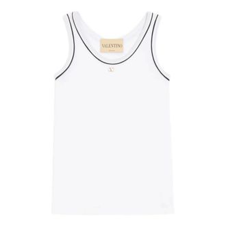 Valentino Garavani Femme, Tops, Blanc, Taille: 40 FR Top en jersey de coton