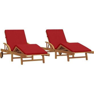 vidaXL Vidaxl - Sonnenliege 2 pcs Rot 200 x 67 x 84cm Massivholz Akazie