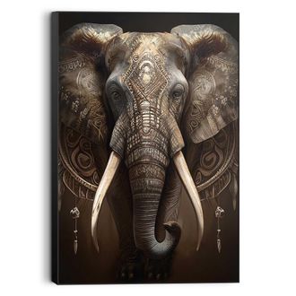 Reinders Wandbild, Decorated Elephant, Wohnzimmer, Bilder, Wanddeko, Room Decor, MDF, Gold, 90 x 60