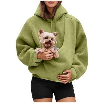 Generic Sweat à capuche avec poche kangourou pour animal de compagnie avec poche pour chat - Pull dhiver en polaire chaude et pelucheuse à manches longues - P