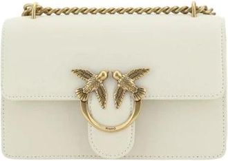 Pinko Mini Schultertasche aus Kalbsleder mit Goldbeschichtetem Logo - - Bags - Damen - Beige - ONE SIZE