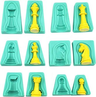 Heallily Schachfiguren Form Silikon Fondant Formen DIY 3D Schach Schokoladen Süßigkeiten Dessert Formen 6pcs Schachliebhaber Geschebk