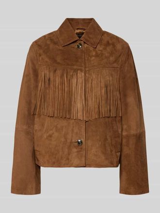 Jake*s Casual Lederjacke aus Ziegenvelours mit Fransen