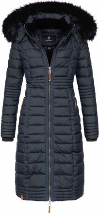 Navahoo Damen Winterjacke Umay - Lange Steppjacke mit Abnehmbarer Kapuze & Kunstfell
