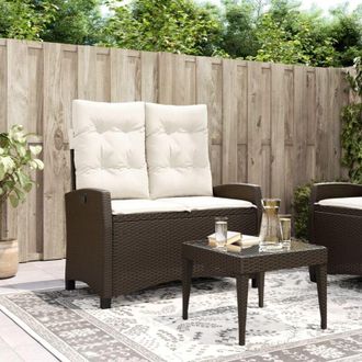 vidaXL Vidaxl - Gartenbank Verstellbar mit Kissen Braun Poly Rattan