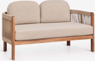 Sklum 2-Sitzer Garten-Sofa aus Akazienholz und geflochtener Seil Serel Akazie Braun
