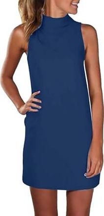 Zeagoo Robes à col roulé - Robe dété sans manches - Robe dété - Robe dété - Robe de plage - Robe de loisirs - Confortable - Décontractée et légère, bleu, M