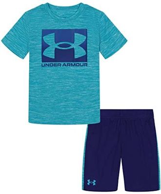 Under Armour Mens Sleeve Tee Set, Lightweight Breathable T-Shirt And Short Set, Blue Surf Dropback, 4 US