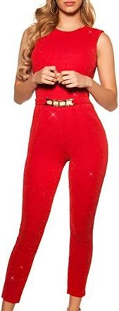 Koucla Combinaison pour femme avec boucle, Rouge (paillettes)., XS